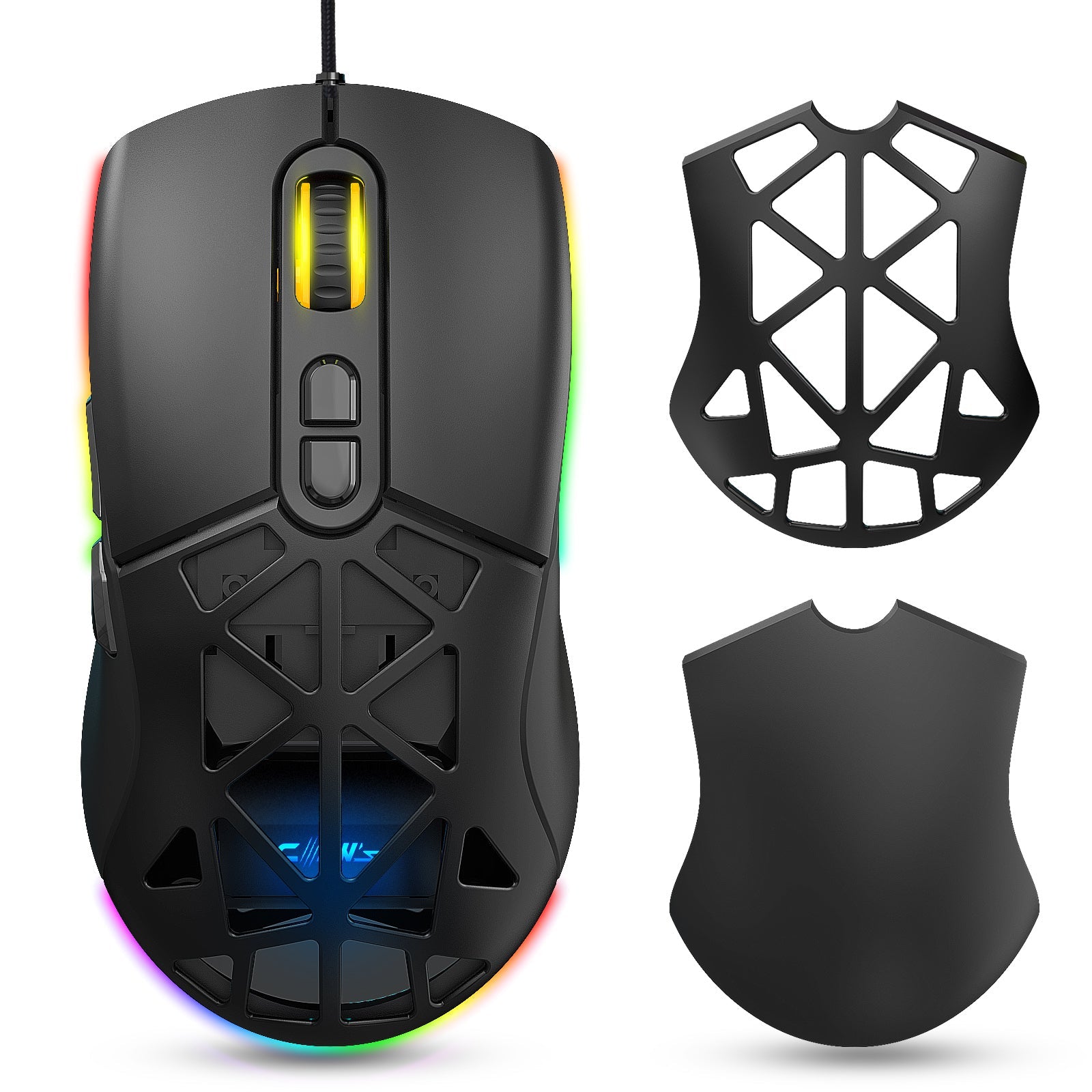 Claw's Nexus V1 12800 Dpi Makro & Ek Kapaklı RGB Gaming Kablolu Mouse – Claw’s
